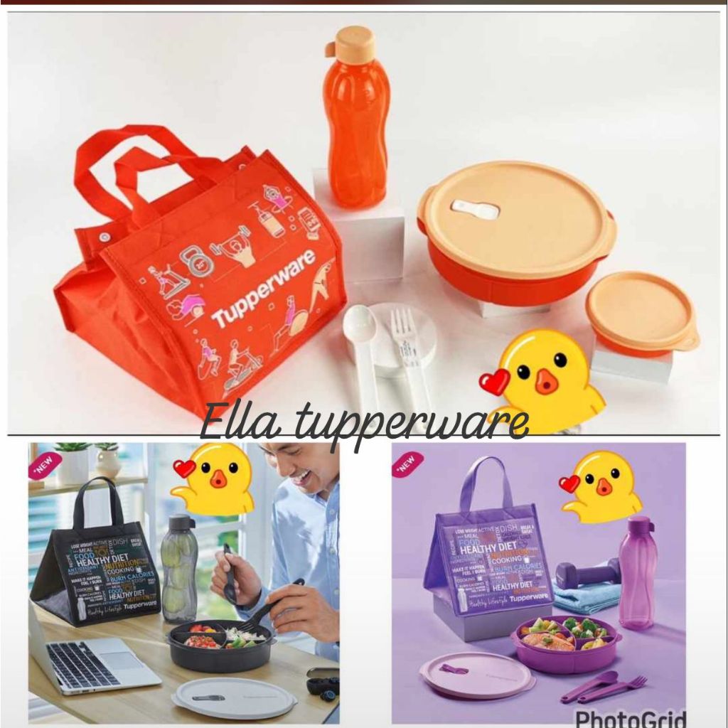 Jual lunch set fit to go tempat makan + botol eco 500 tupperware ...