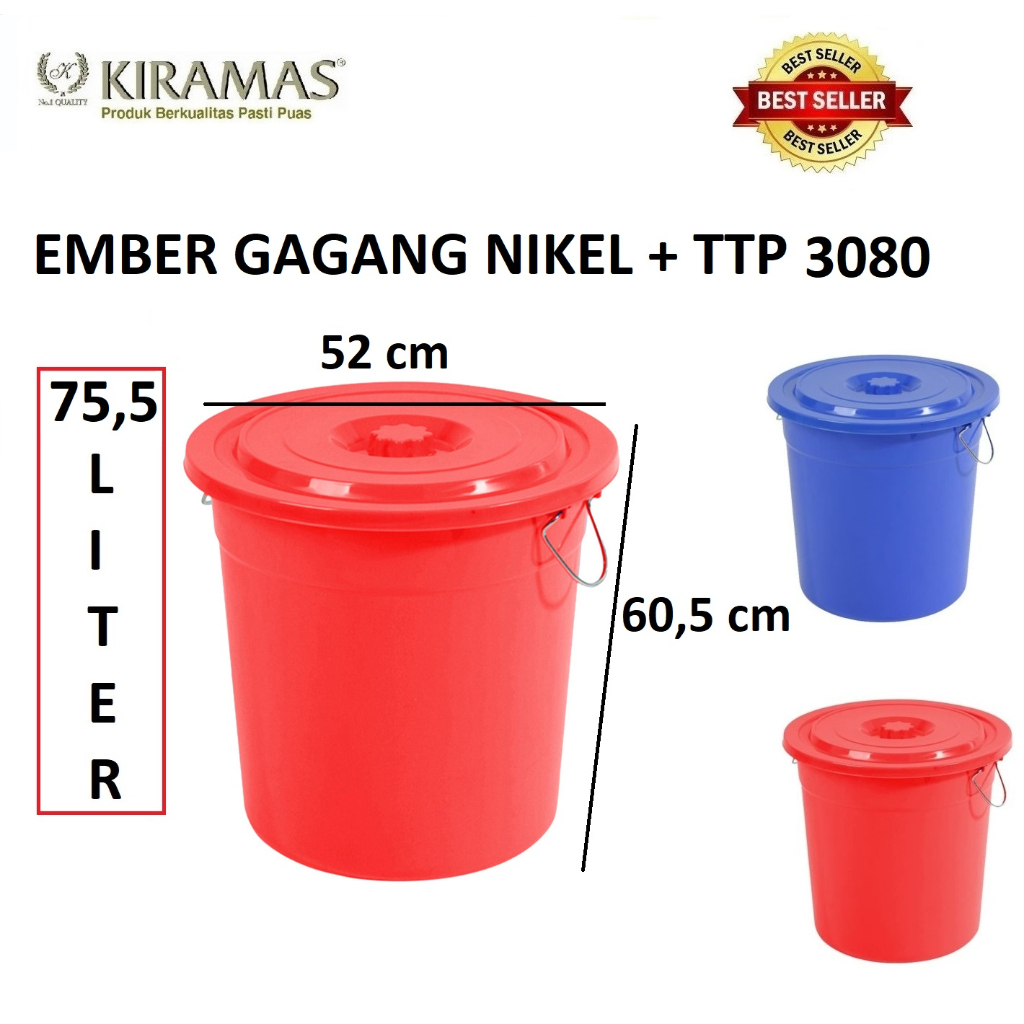 Jual TSSJ Ember Besar Jumbo 75.5 Liter KIRAMAS Plastik Dengan Tutup dan ...