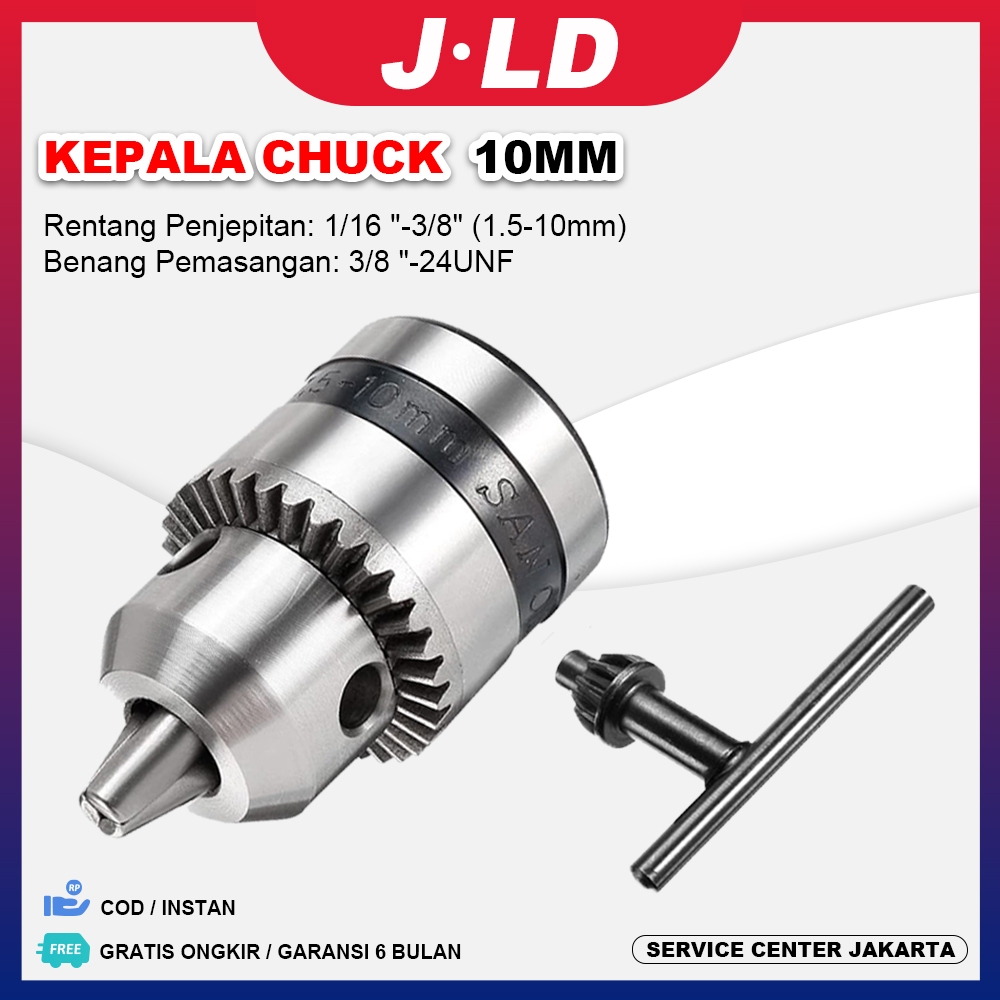 Jual JLD Kepala Chuck Listrik 10mm 3/8" Inch 24unf Murah Perkakas Bor ...