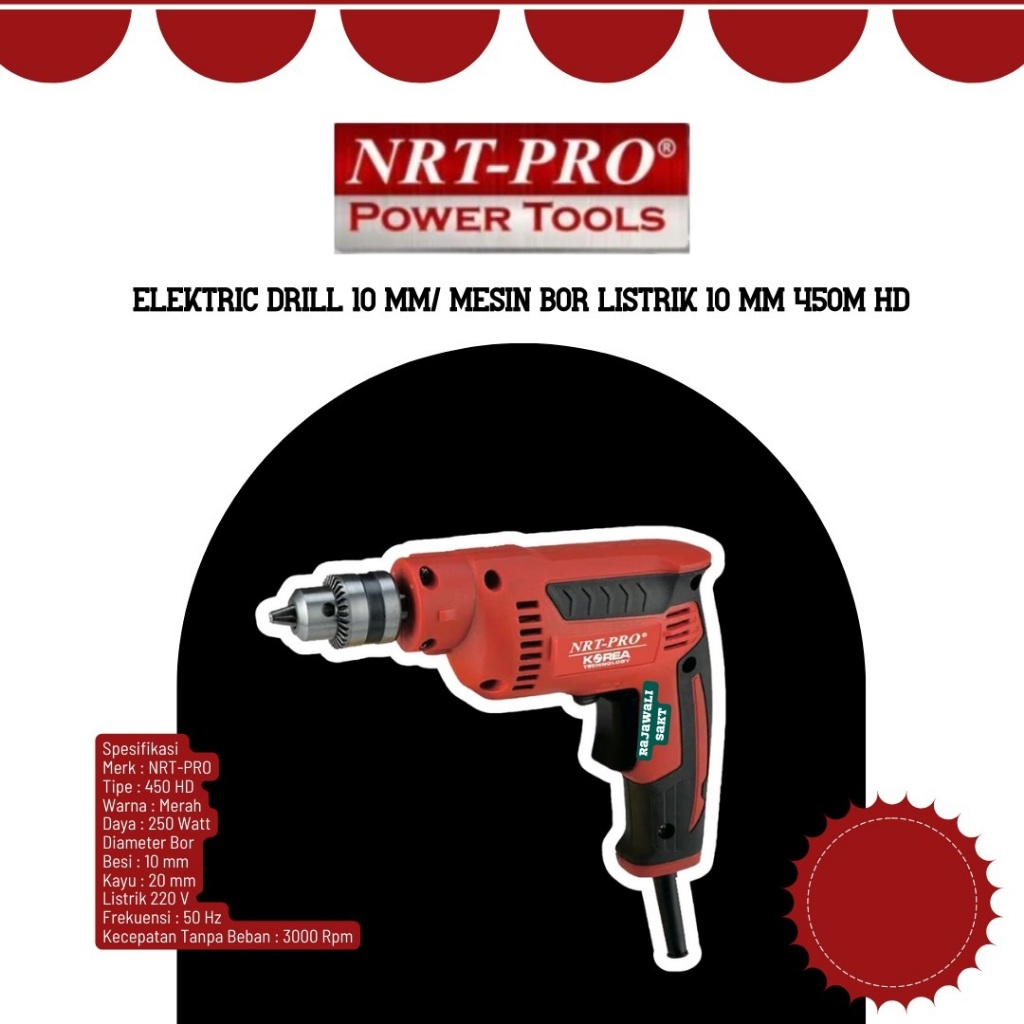Jual MESIN BOR 10MM NRT-PRO 450HD Bor Listrik 10mm Tangan Kayu Besi ...