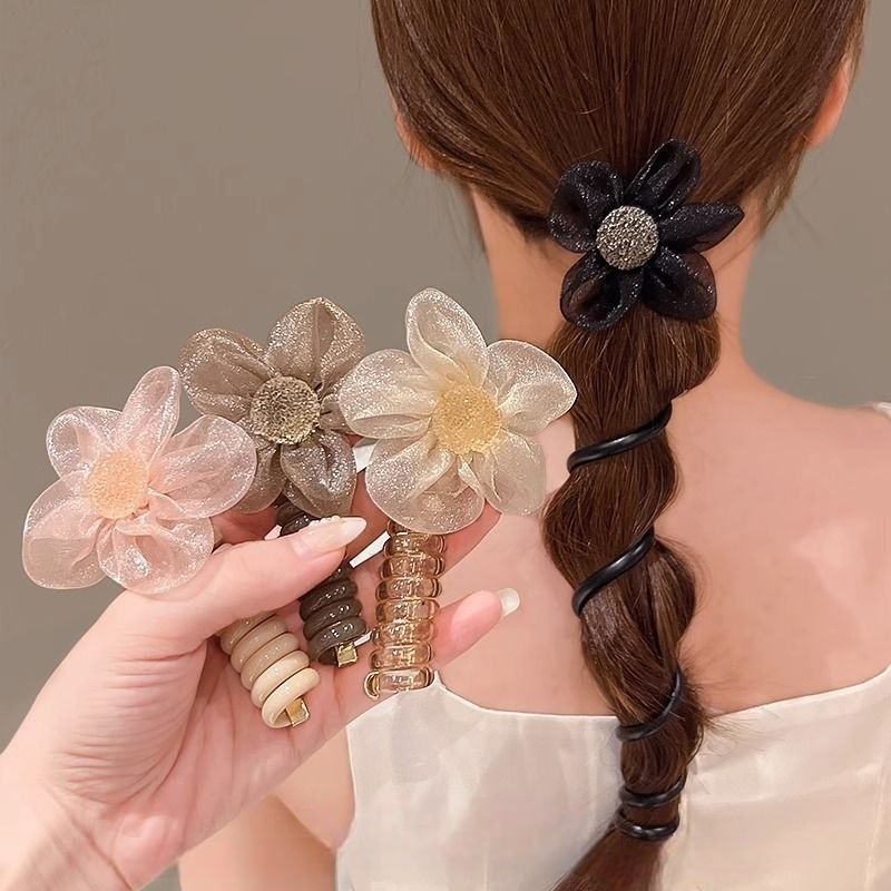 Jual POM Ikat Rambut Korea Model Kabel Motif Bunga Aksesoris Rambut ...