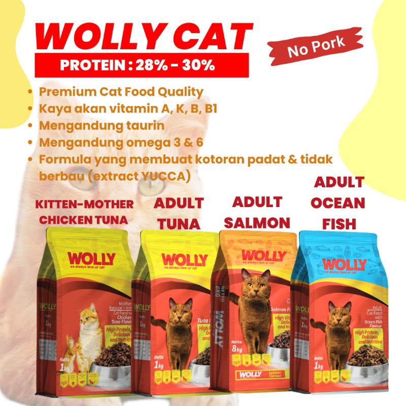Jual Wolly Cat Food Makanan Kucing Premium (1 kg) | Shopee Indonesia