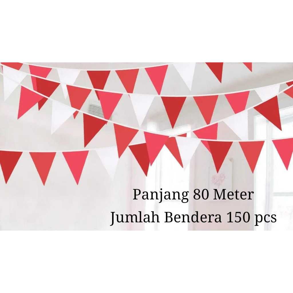 Jual 80 Meter Bendera Segitiga Merah Putih / 150pcs Bendera Kain Segitiga | Shopee Indonesia