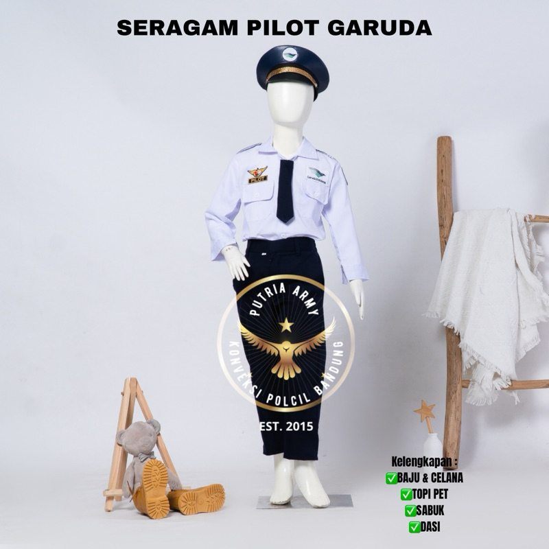 Jual Seragam Profesi Anak Pilot Garuda Lengan Panjang / Seragam Pilot ...