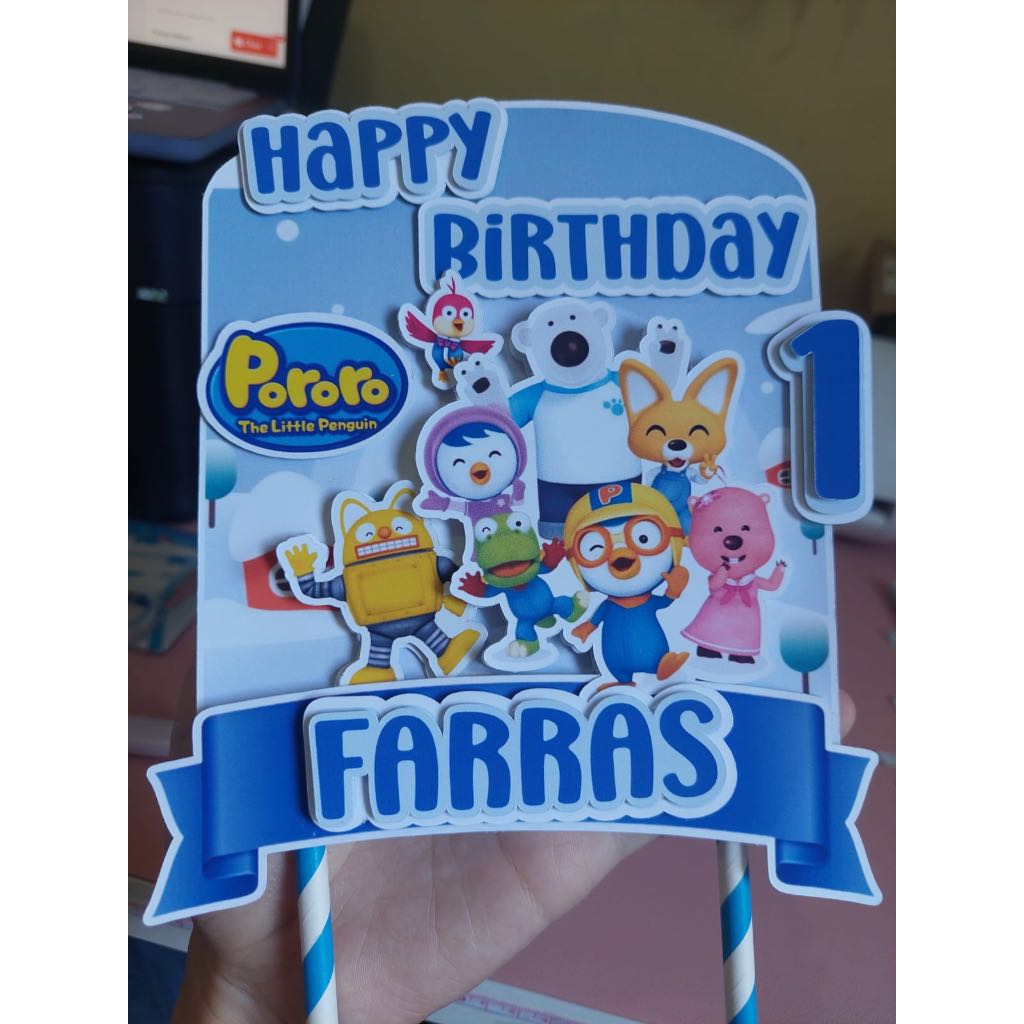 Jual topper cake 3D pororo / topper kue 3D pororo / hiasan kue 3D ...