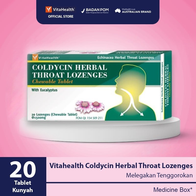 Jual Coldycin Herbal Throat Lozenges VitaHealth 20's Pereda Batuk ...