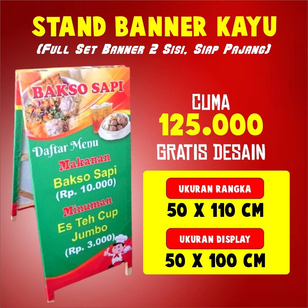 Jual Standing Banner MMT Kayu Ukuran 50 x 100 cm | Shopee Indonesia
