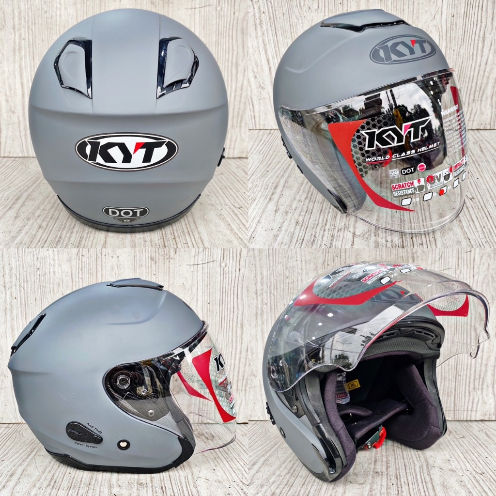 Jual HELM KYT KYOTO SOLID GREY DOF / KYOTO MATT GORILLA GREY DOFF KYT ...