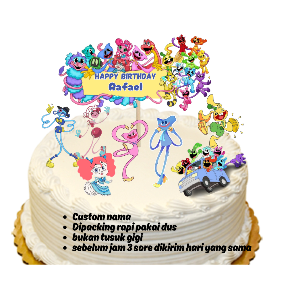 Jual cake topper poppy play time / huggy wuggy / hiasan kue happy ...