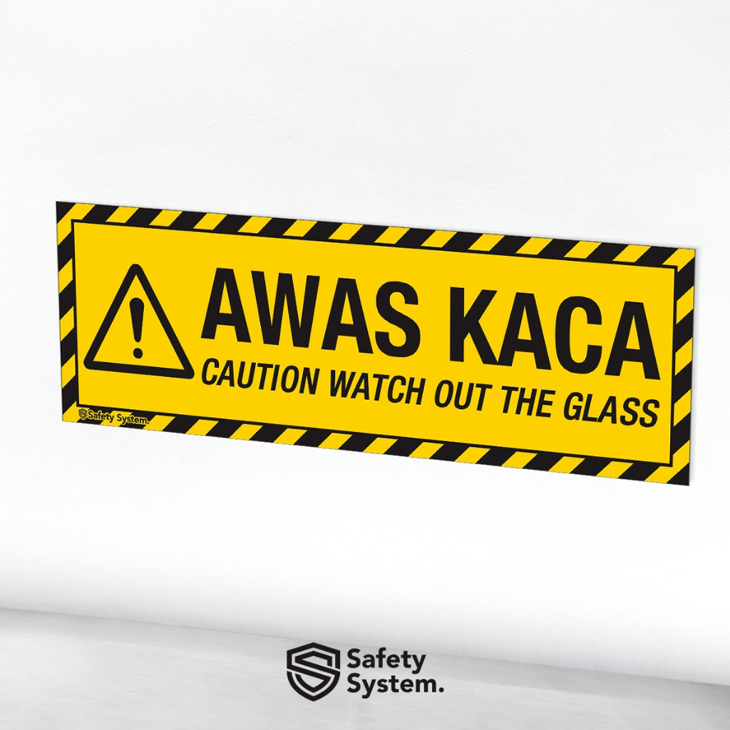 Jual Stiker Sign Label K3 Kantor Office Awas Kaca Caution Watch out The Glass | Shopee Indonesia