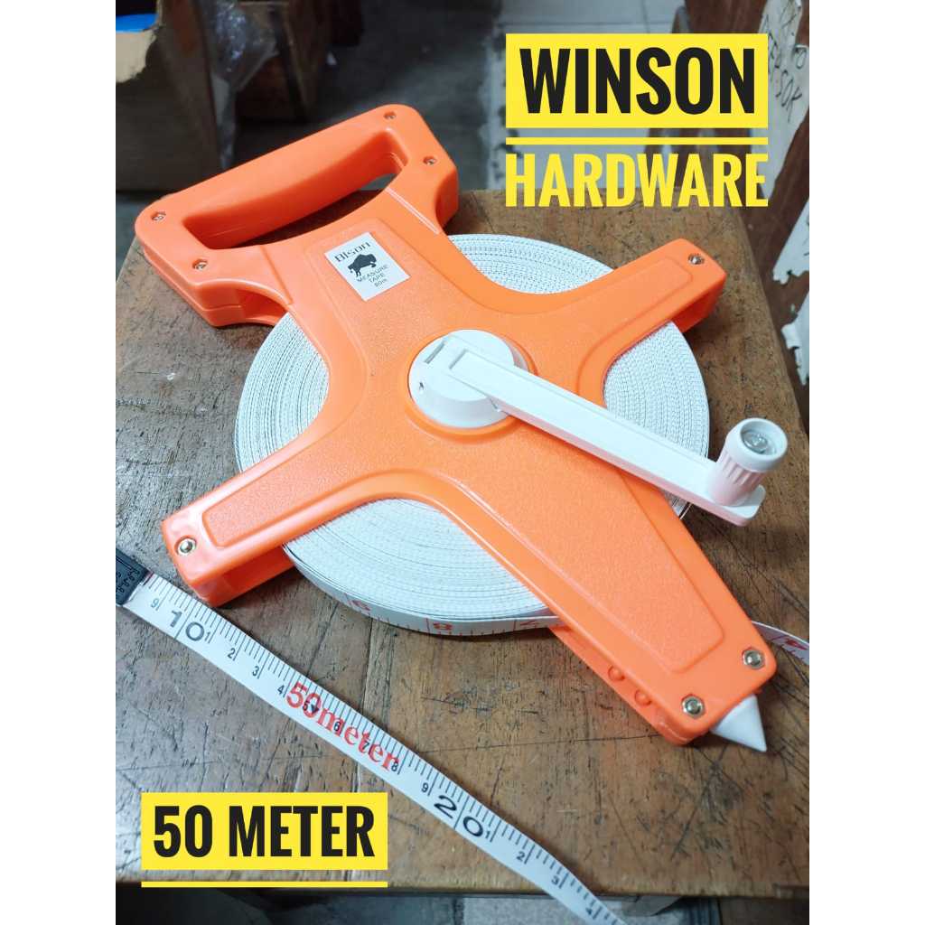 Jual Meteran Rol Tancap Fiber BISON 50M | Meteran Tanah Gulung Roll 50 ...