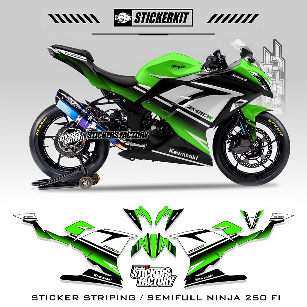 Jual STICKER STRIPING NINJA 250 FI 2013 SEMIFULL / MOTIF 18 / NINJA ...