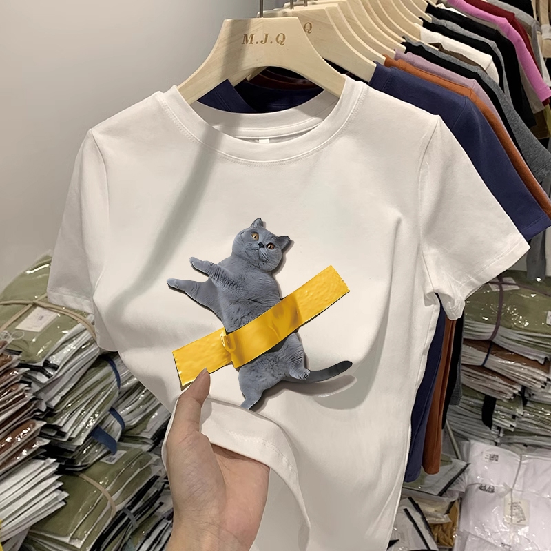 Jual Kaos grafis cetak kucing 3D/kaos oversize | Shopee Indonesia
