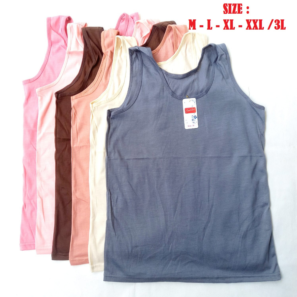 Jual Singlet Wanita Kaos Dalam Katun Polos Chatrina Size M L XL 3L ...