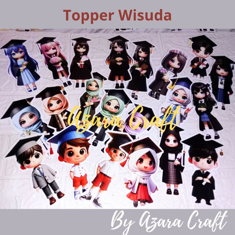 Jual (Ready stok )isi 50 pcs Topper Wisuda untuk buket Graduation ...