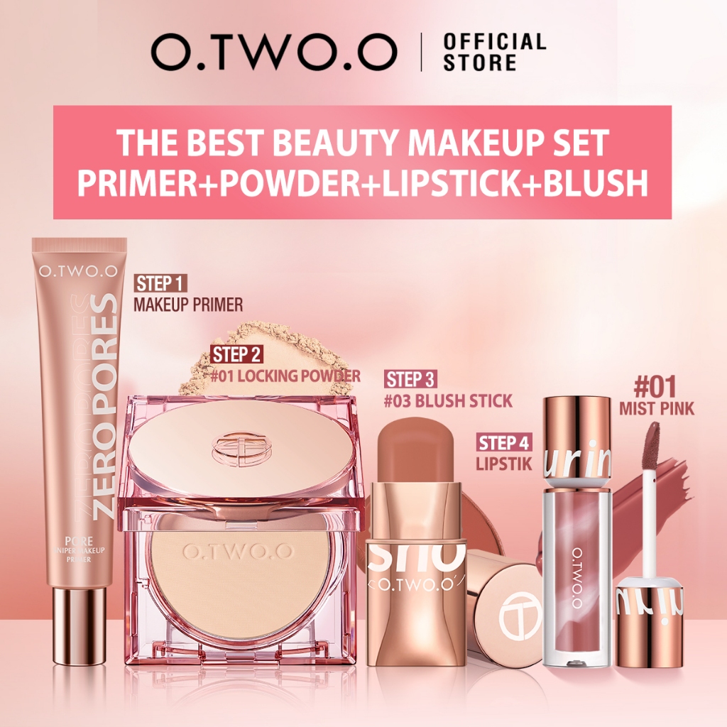 Jual O.TWO.O Beauty Makeup Set Primer + Face Powder + Blush Stick ...