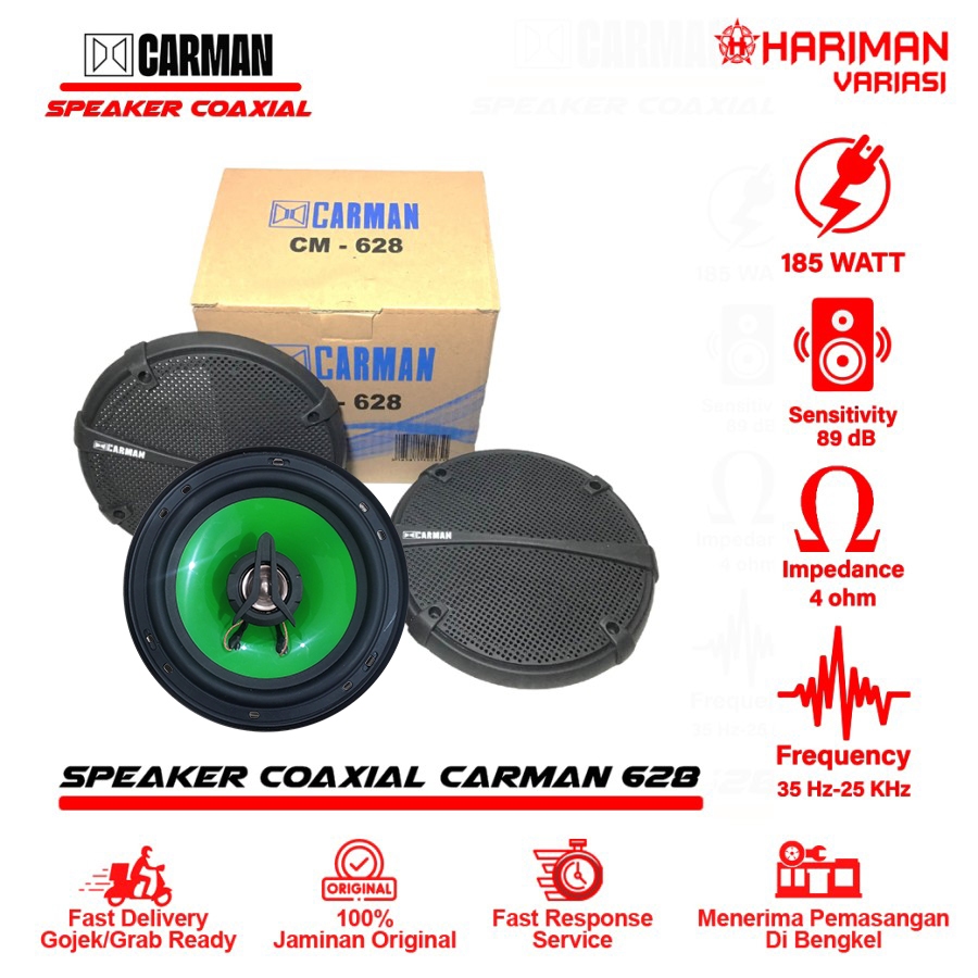 Jual Speaker Pintu Mobil 6 inch Coaxial 2 Way 185 Watt Carman CM-628 ...