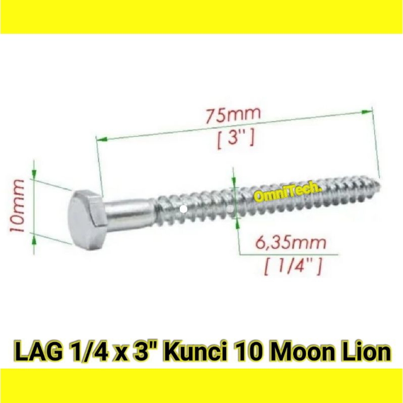 Jual Sekrup LAG Deks Screw Deskrup Deks Skrup Moon Lion 1/4 x 3" Inci ...
