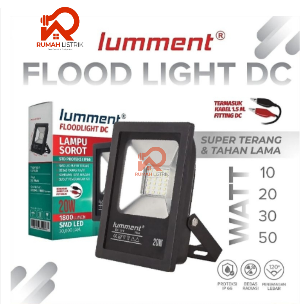Jual Lumment Lampu Sorot DC LED 10W 20W 30W 50 Watt Flood Lamp Cahaya Putih | Shopee Indonesia