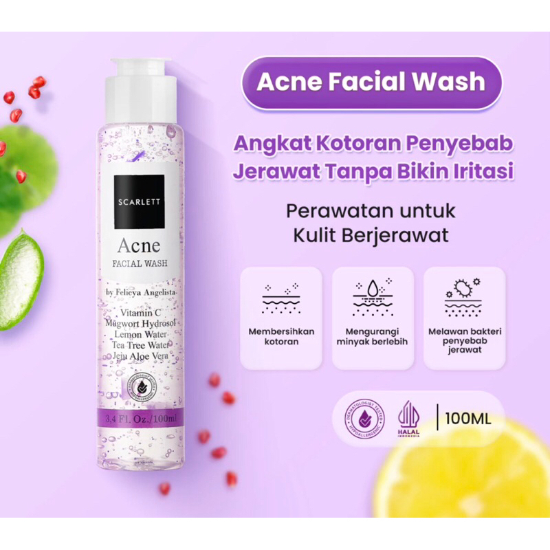 Jual Scarlett Whitening Acne Facial Wash / Sabun Pencuci Wajah Jerawat ...