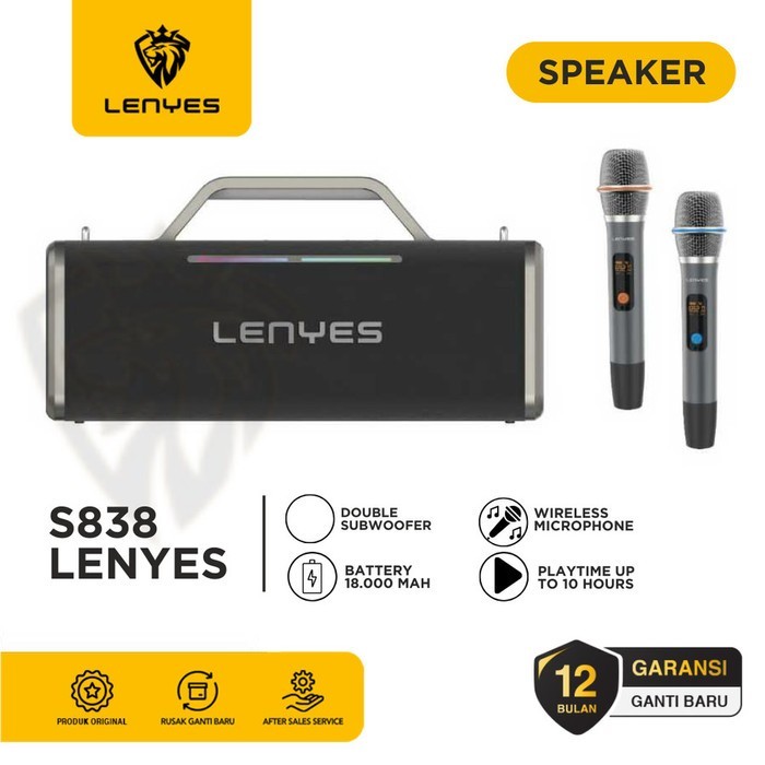 Jual SPEAKER BLUETOOTH RGB LENYES S838 200W + 2MIC KARAOKE PREMIUM ...