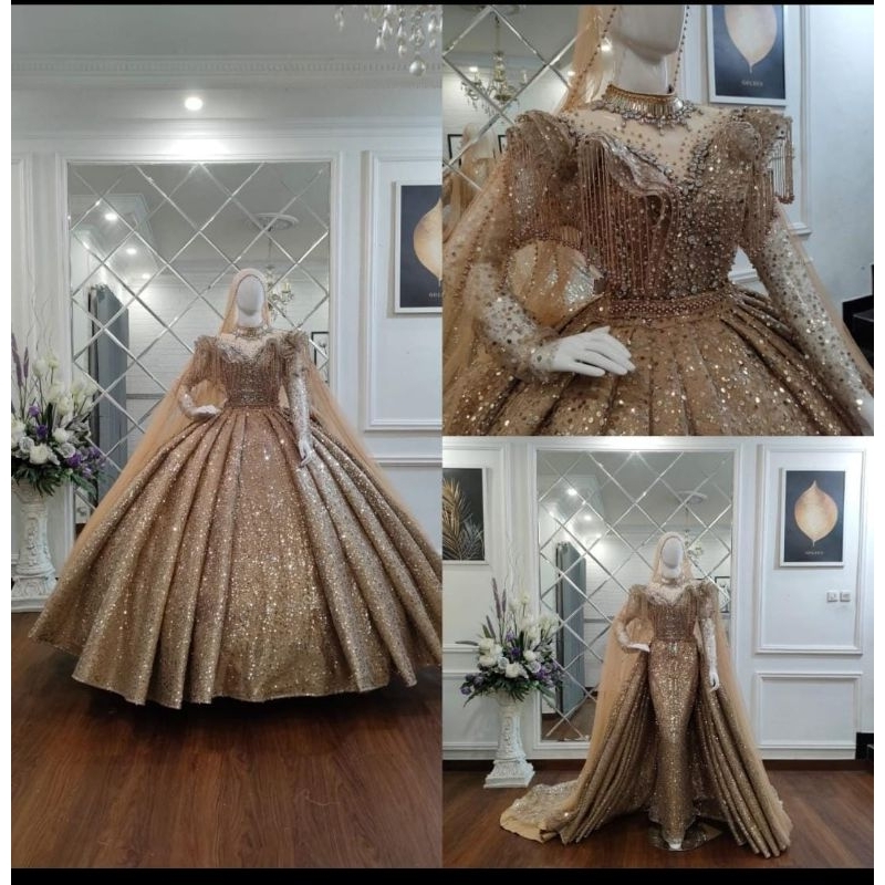 Jual NEW GAUN 3IN.1 SUPER PREMIUM/GAUN SEQIIN CRONOLIN PENGANTEN 3 IN 1 ...