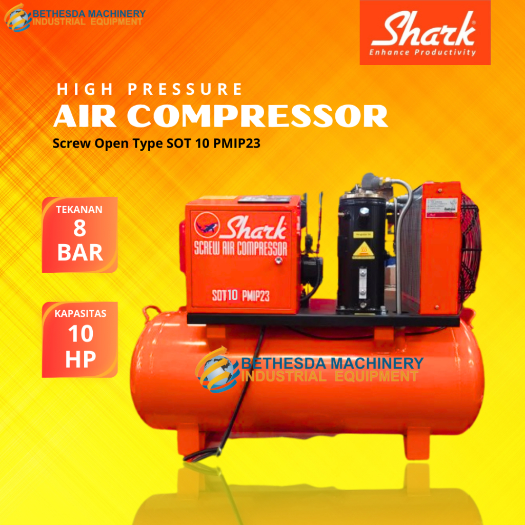 Jual Kompresor Screw Open Type Shark SOT 10 PMIP23 10 Hp 8 bar Air ...