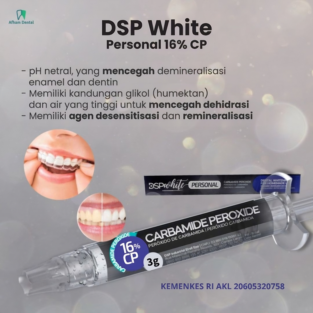 Jual AFHAM DENTAL BLEACHING HOME WHITENING DSP WHITE PERSONAL 16% ...