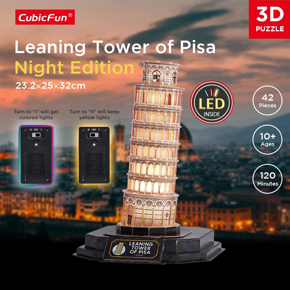 Jual CUBICFUN Leaning Tower of Pisa Night Edition LED - 3D Puzzle ...