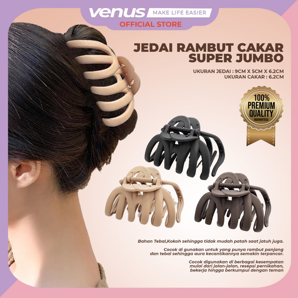 Jual VENUSJKT – Jedai Rambut Korea Jumbo Ukuran 9cm Jepit Cakar Model ...