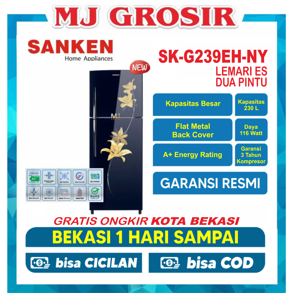 Jual KULKAS SANKEN SK-G 239 EHNY LEMARI ES 2 PINTU SK-G239EH-NY 230 Liter | Shopee Indonesia