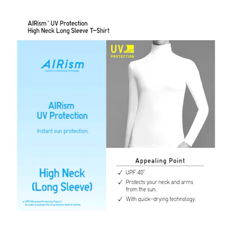 Jual UNIQLO AIRism T-Shirt Proteksi Sinar UV Kerah Tinggi Lengan ...