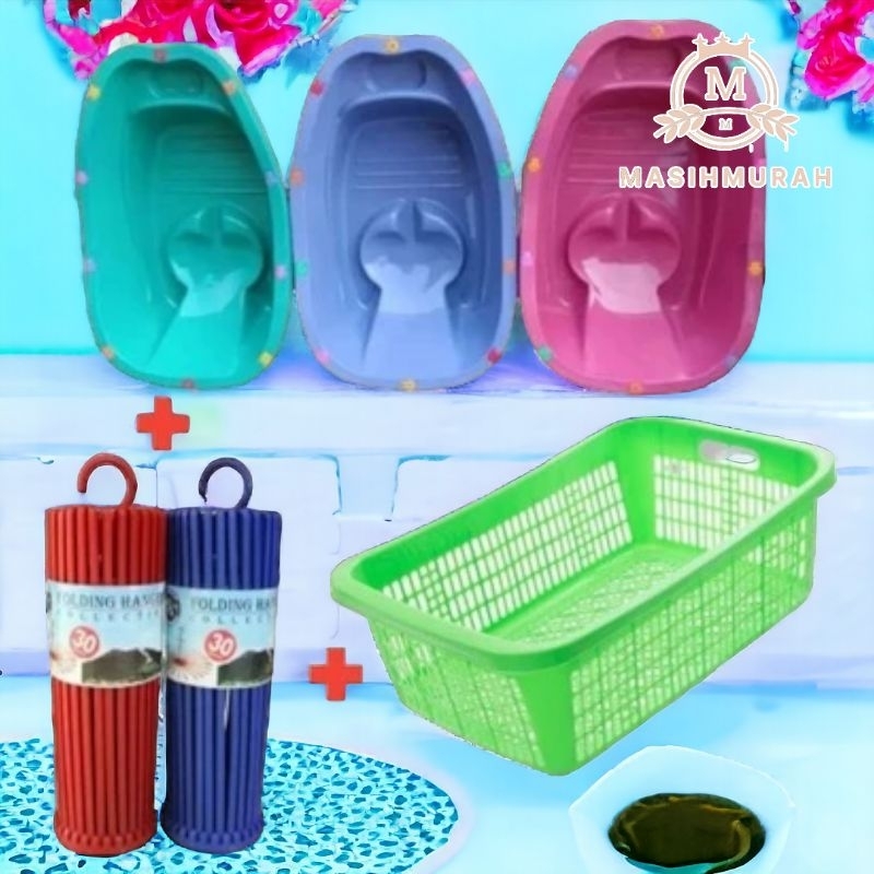 Jual Paket Hemat Bak Mandi Bayi Isi 3 Barang ( Bak Mandi Bayi + Folding ...