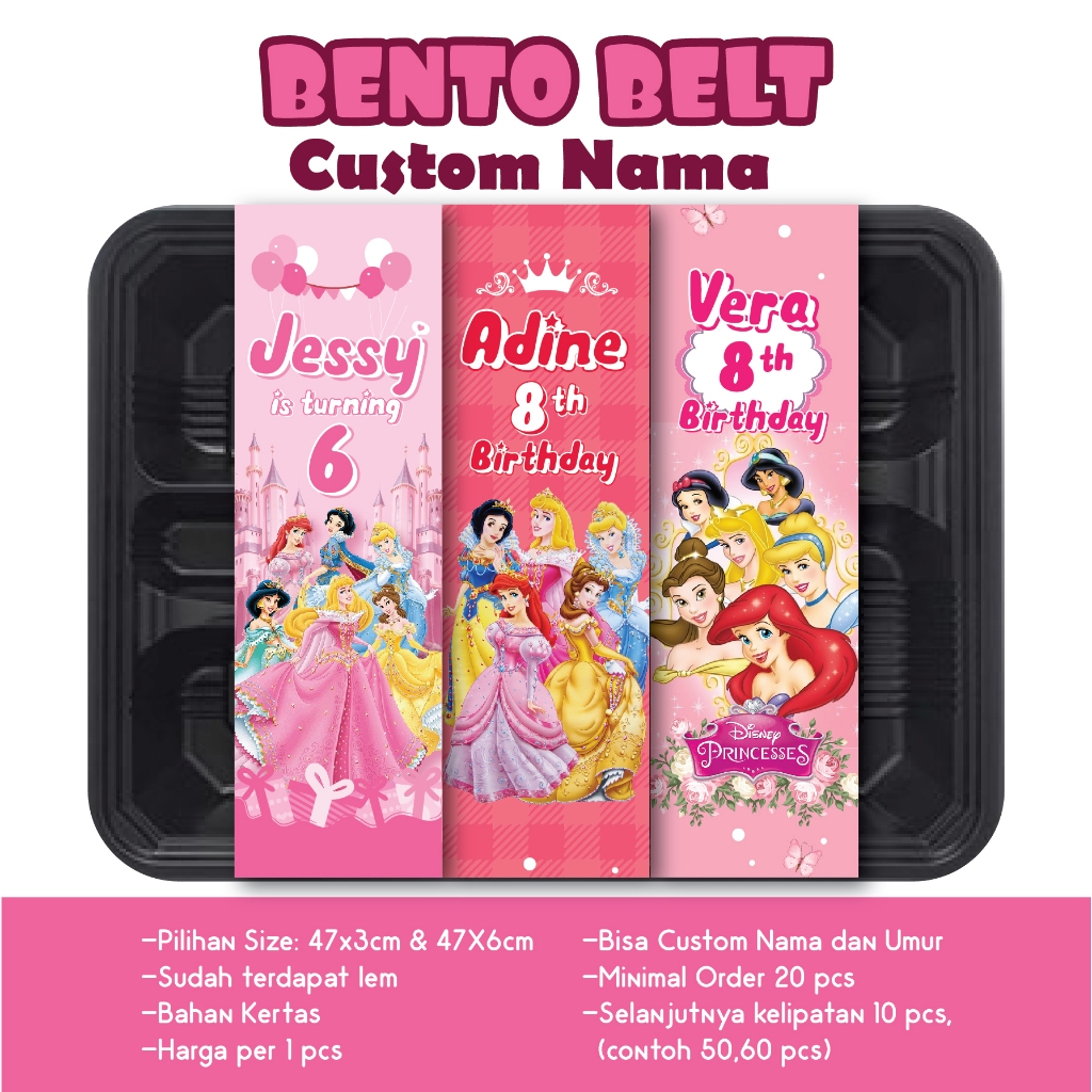 Jual PAPER BELT PRINCESS BENTO BELT CUSTOM NAMA ULANG TAHUN HAPPY ...