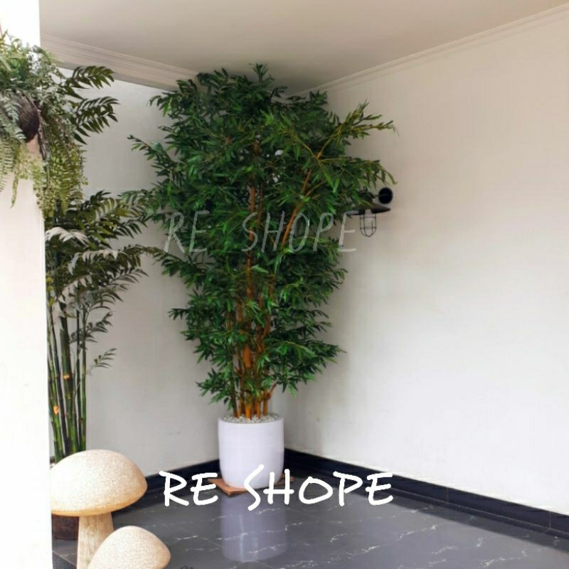 Jual pohon hias bambu daun lebat tinggi 2,5mtr- bunga plastik bunga ...