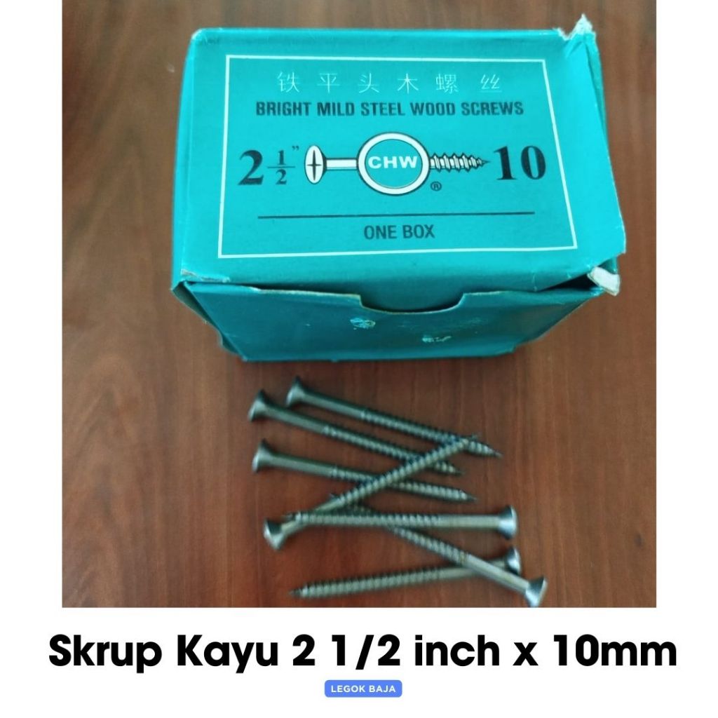 Jual Skrup Baut Kayu Drywall Lemari CHW Wood Screw 2 1/2 inch x 10mm ...