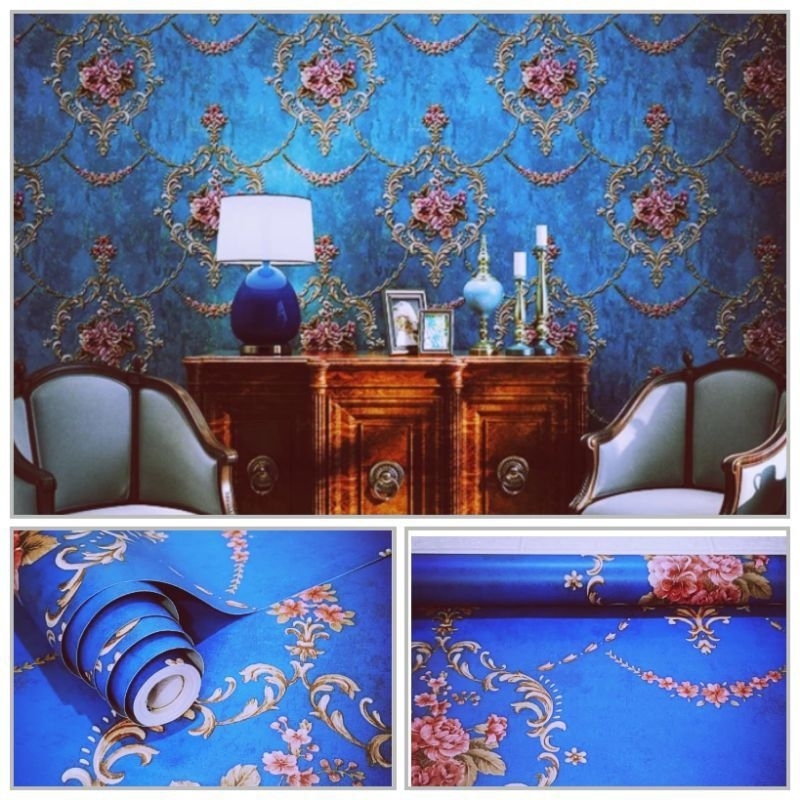 Jual Wallpaper Sticker Dinding Batik Dasar Biru | Shopee Indonesia