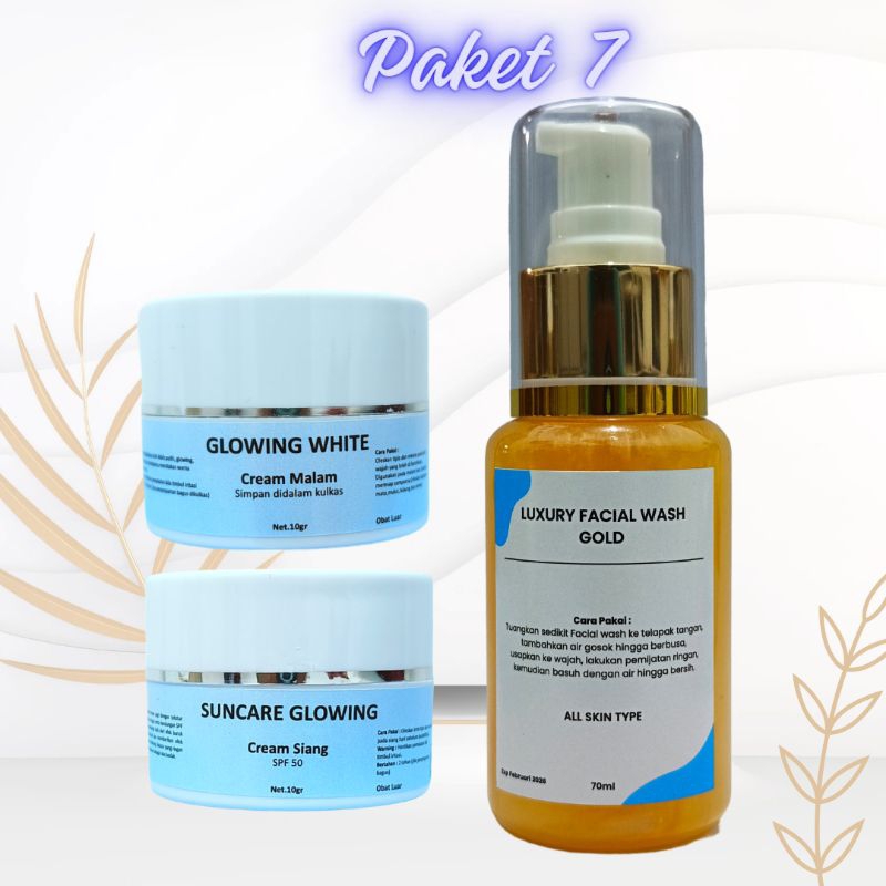 Jual PAKET 7 GLOWING WHITE (SABUN MUKA, CREAM SIANG & CREAM MALAM ...