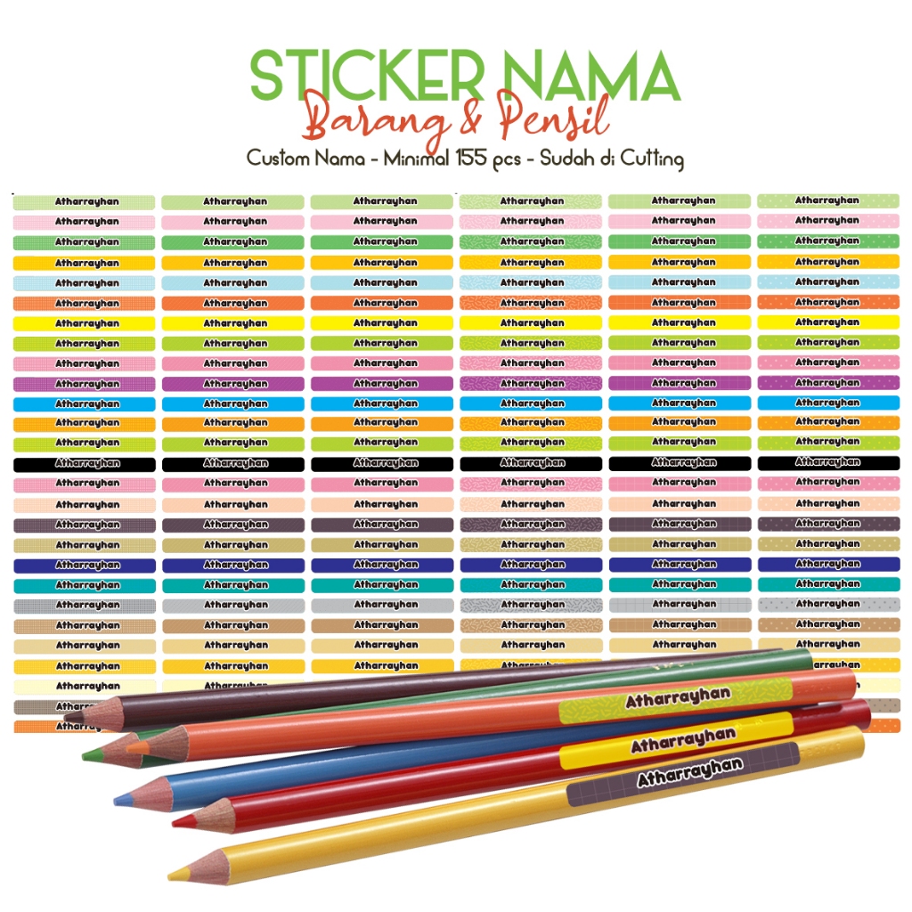 Jual Stiker custom nama pensil dan barang anak sekolah sd smp tk buku ...