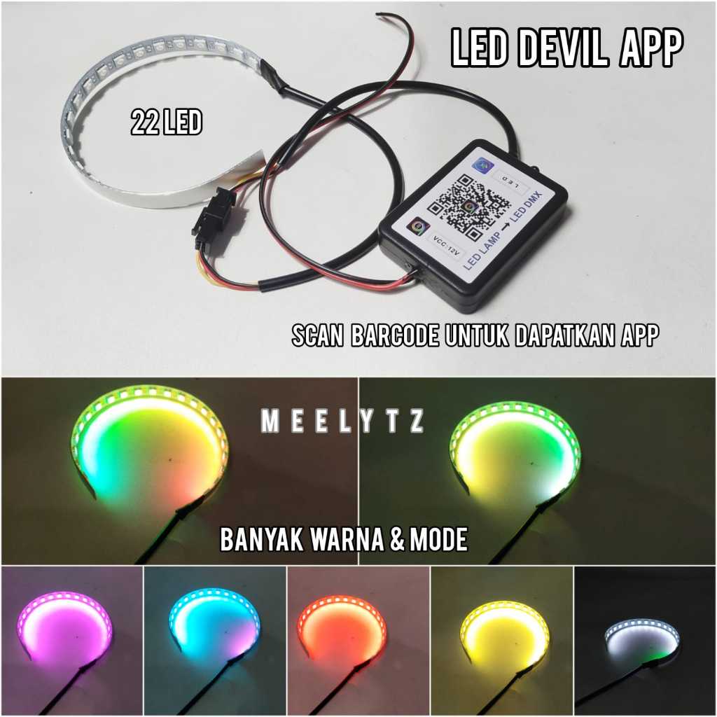 Jual Lampu LED Devil eye Demon Eye RGB APP banyak warna dan mode 22 LED ...