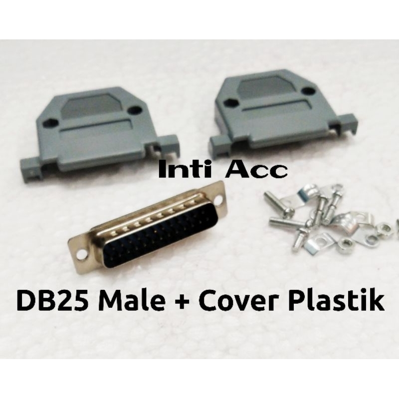 Jual Konektor Connector DB25 Male + Cover Plastik + baut / Konektor ...