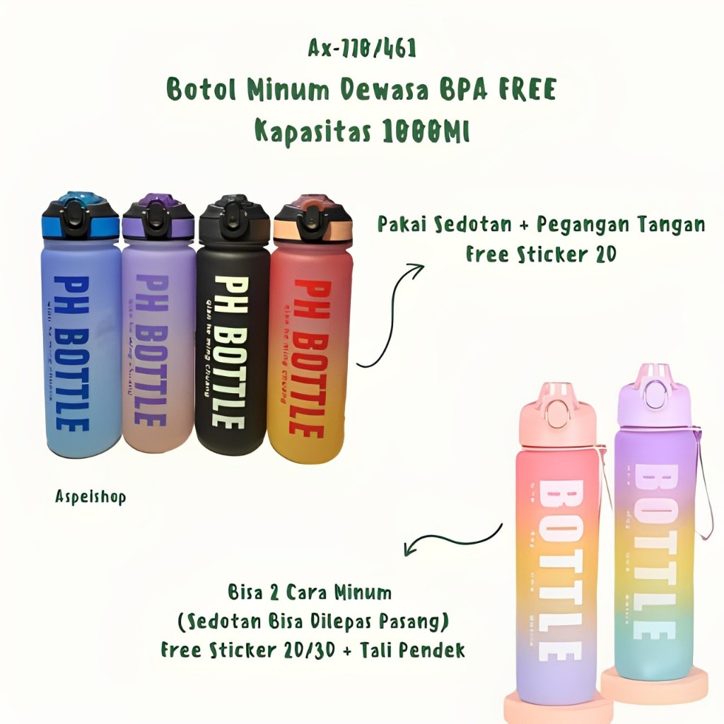Jual AX 770 , 461 BOTOL MINUM 1000ML 1 LITER BOTOL MINUM KOREA BOTTLE ...