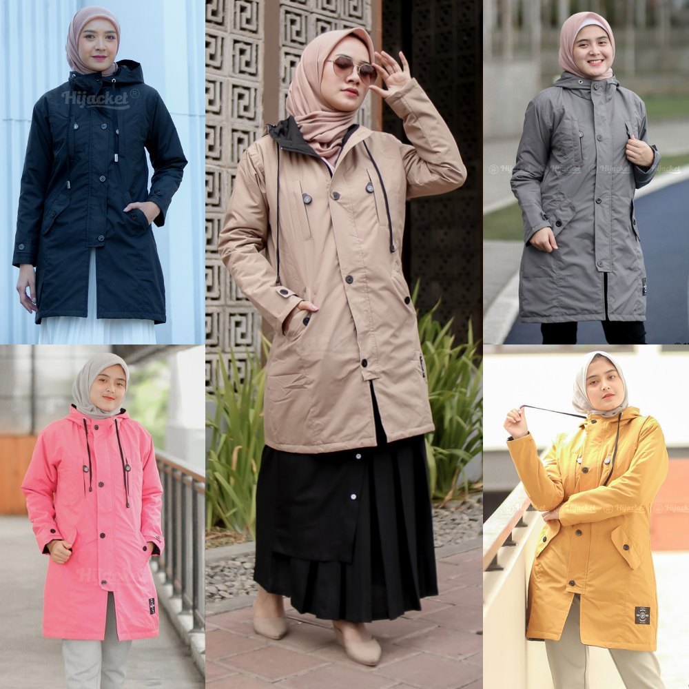 Jual Jaket Jacket Parka Wanita Cewek Muslimah Hijaber Jeket Hoodie Long ...