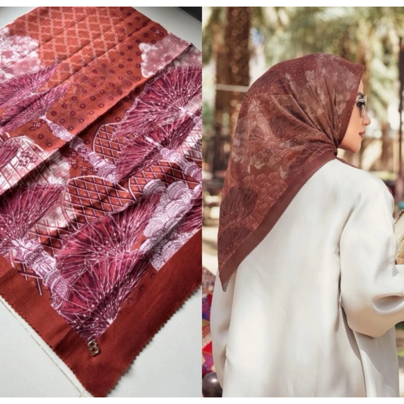 Jual jilbab segiempat hijab segi empat motif Voal buttonscarves | Shopee Indonesia
