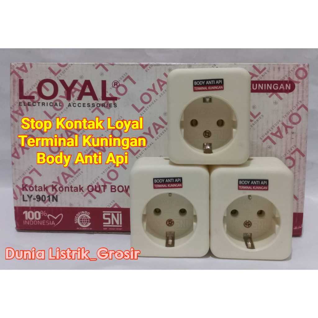 Jual GROSIR!!! LOYAL Stop Kontak Arde LY-901 Lubang 1 Outbow Colokan Terminal Kuningan SNI ...