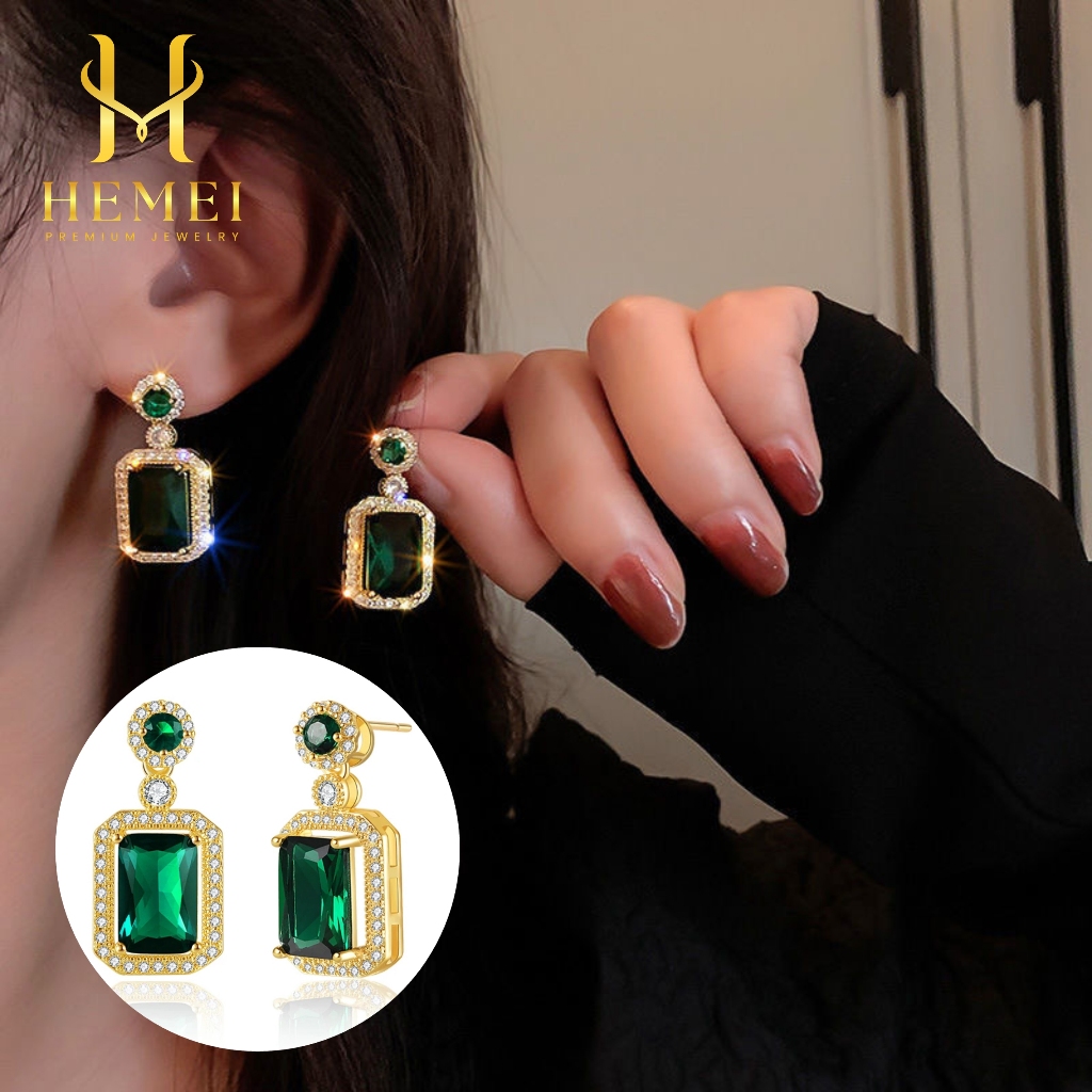 Jual HEMEI D11 ANTING TITANIUM WANITA SET PERMATA GIOK / AKSESORIS ...