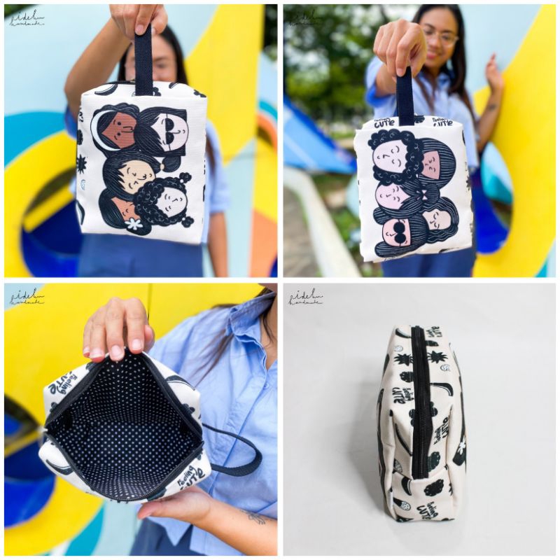 Jual Square Pouch Party Faces, Black Faces, Cute Faces, Kota Jolly ...