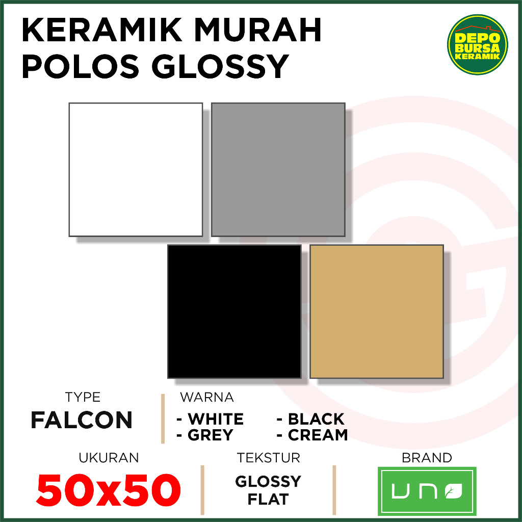 Jual Keramik Polos 50x50 FALCON SERIES -UNO- Glossy&White | Shopee ...