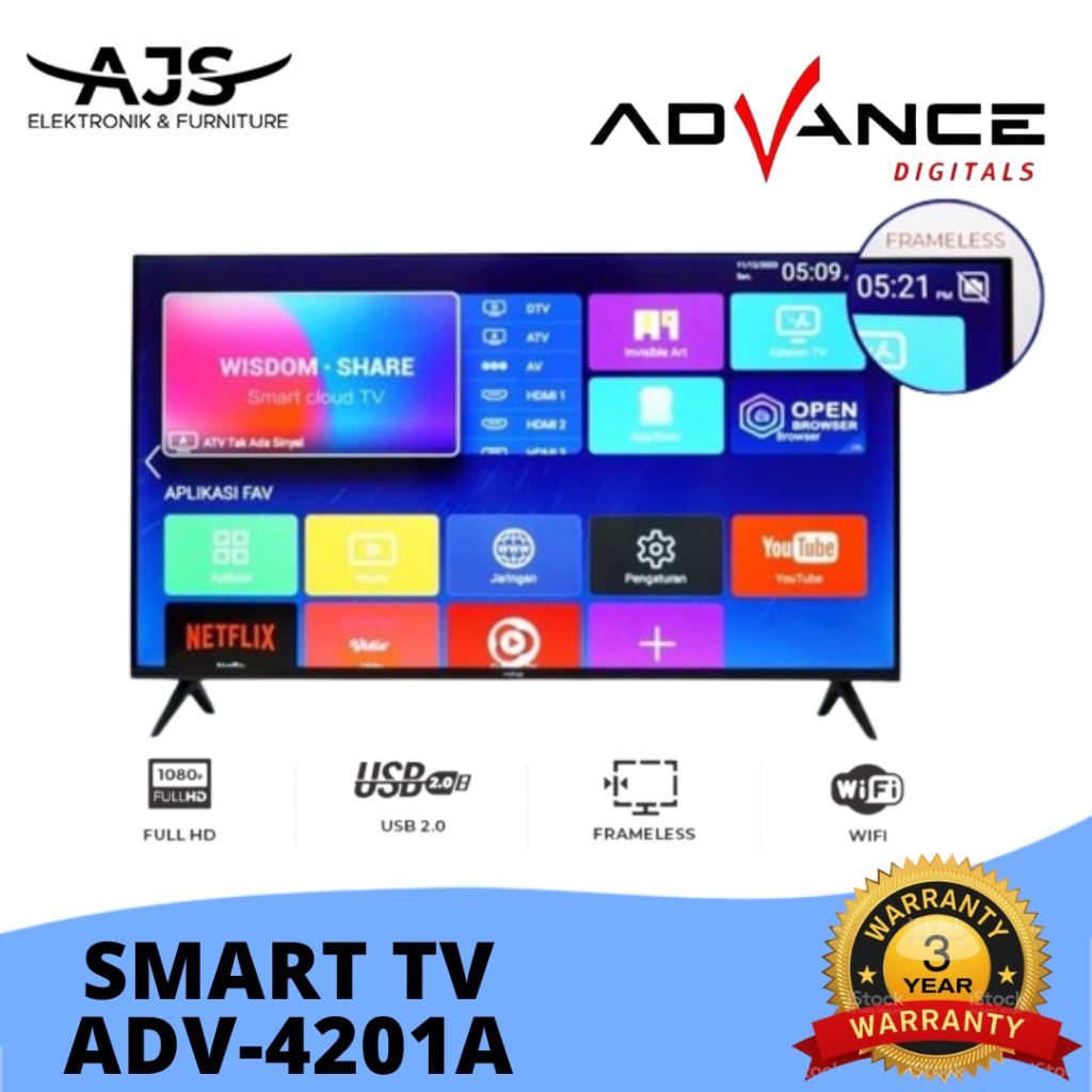 Jual Android Smart TV Panel LG 42" inch Advance ADV 4201A Televisi ...