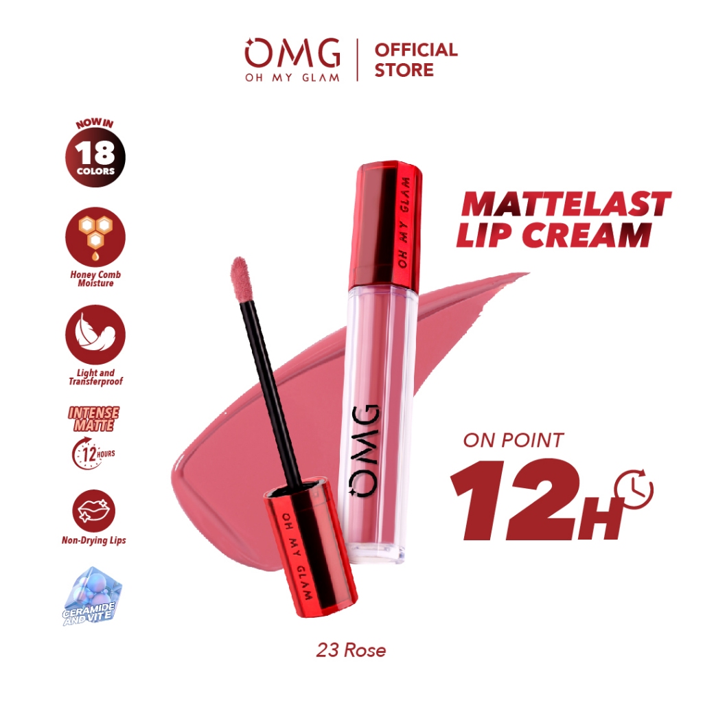 Jual OMG OH MY GLAM Mattelast Lip Cream 23 Rose 2.9 g - Lip Cream Matte Dengan Warna Intense ...